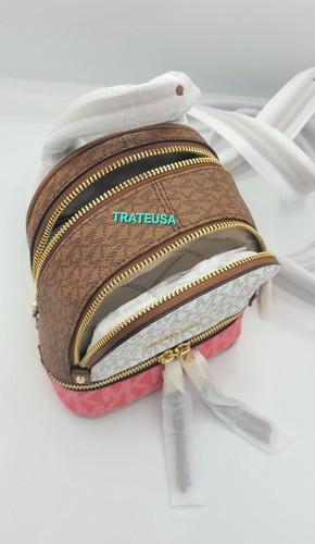Michael Kors Rhea Extra Small MK Logo Backpack Messenger Dahlia Multi ...
