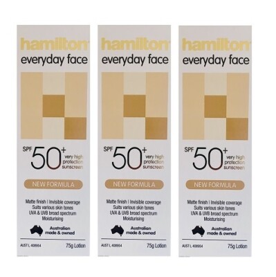 * 3 x Hamilton Everyday Face Sunscreen SPF 50+ 75g | eBay