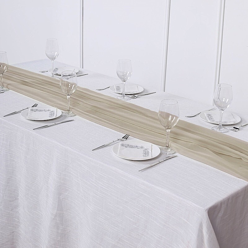 72" Natural Chiffon Extra Long Table Top Runner Wedding Banquet Party ...