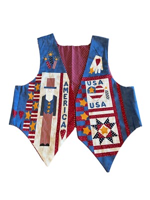Handmade Vintage Quilted Patriotic USA Uncle Sam Vest Size L | eBay