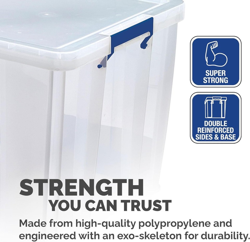 Plastic Storage Box with Lids 2 x 70L BANKERS BOX ProStore Strong Boxes ...