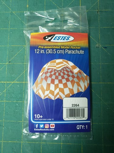 12" Parachute For Model Rockets, Perfect For Small Kits, Plastic, Pre ...