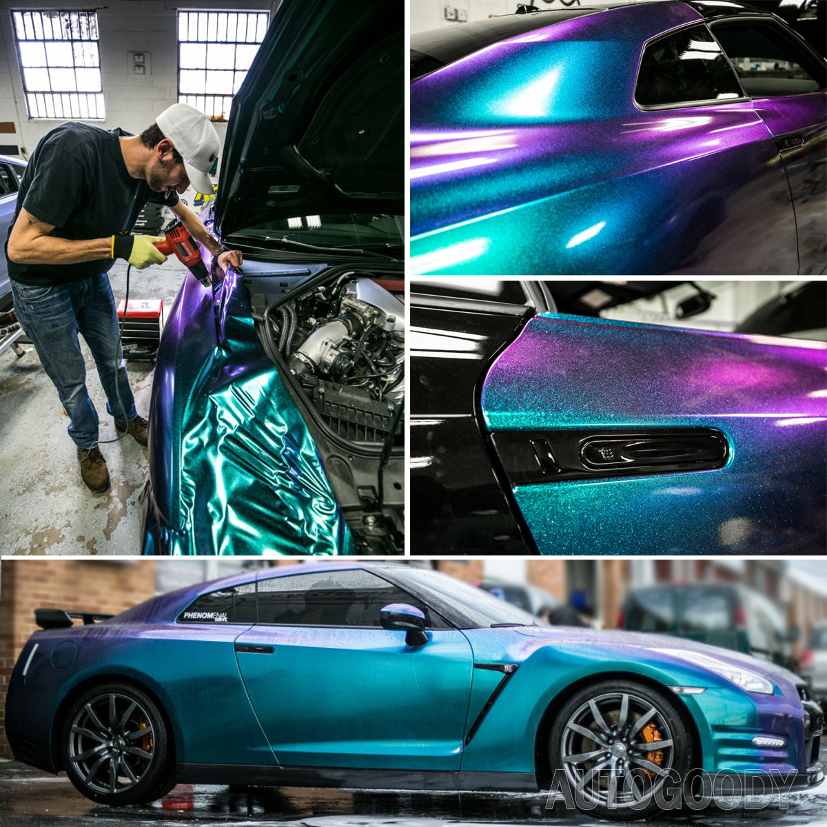 Super Gloss Metallic Chameleon Purple Blue Teal Vinyl Film Wrap Air ...