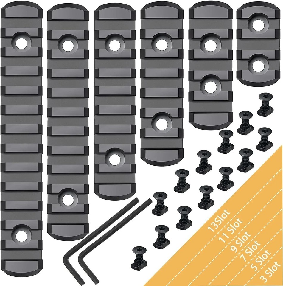 6 Pack Lock Picatinny Rail Polymer 3/5/7/9/11/13 Slot Set M-Lok ...