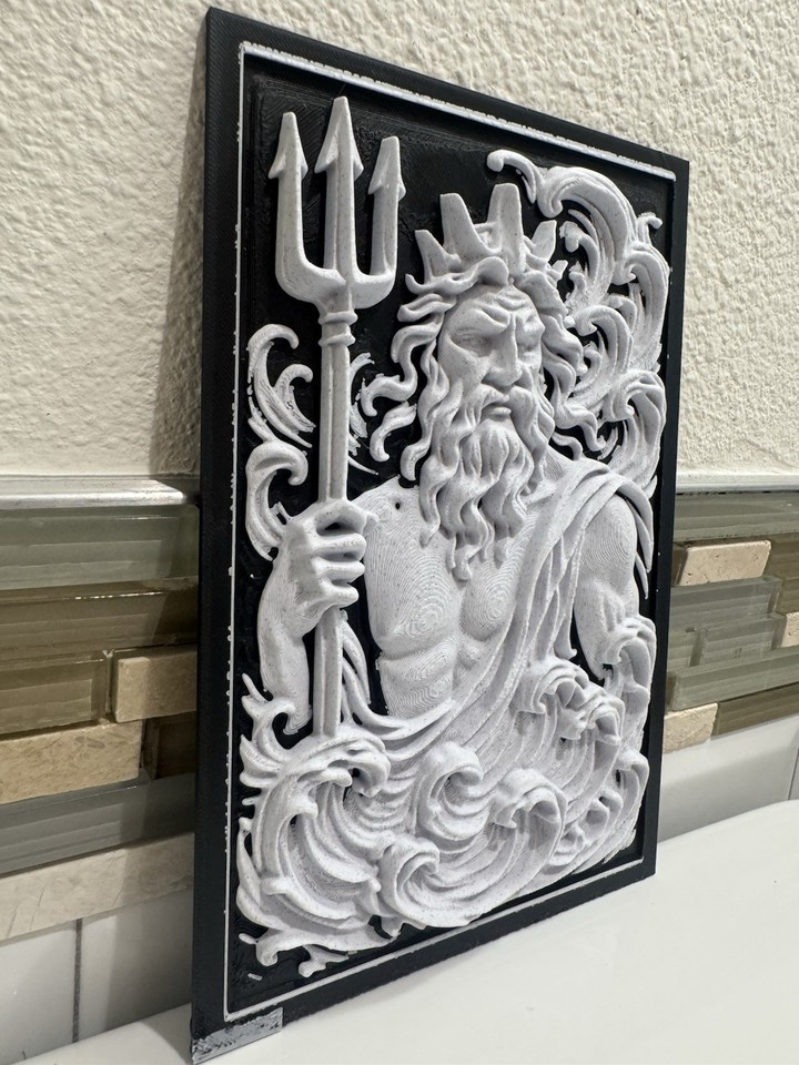 Ocean God Relief Wall Art 6” X 9” Poseidon Sculpture Greek Mythology ...