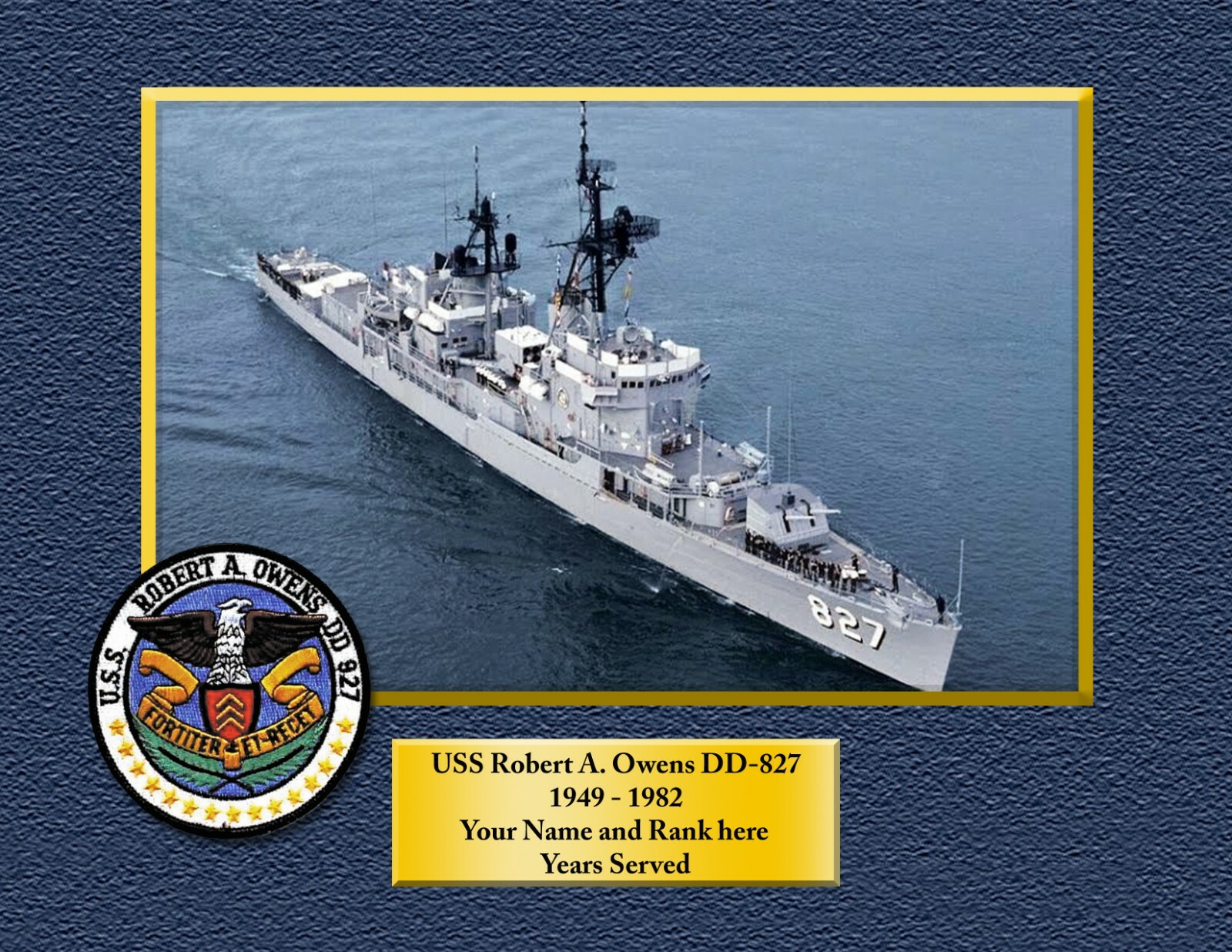 USS ROBERT A OWENS DD 827 Custom Personalized Print of US Navy Gift ...
