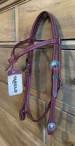 Western Leather Knotted Brow Horse Headstall Conchos Throat Latch ...