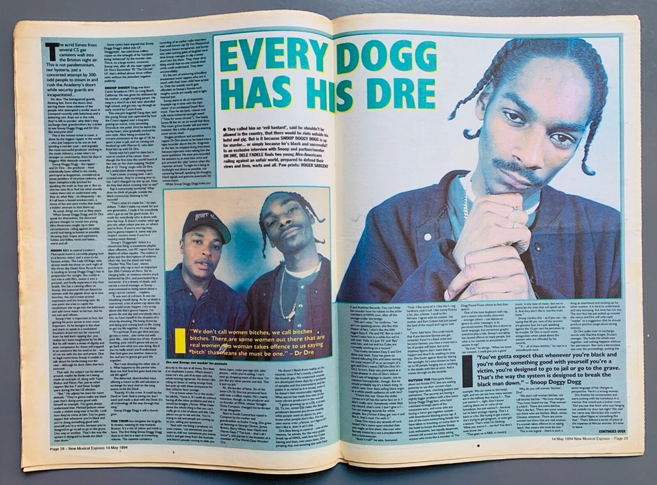 NME magazine 1994 SNOOP DOGGY DOG COVER INTERVIEW Hip Hop Rap DR DRE ...