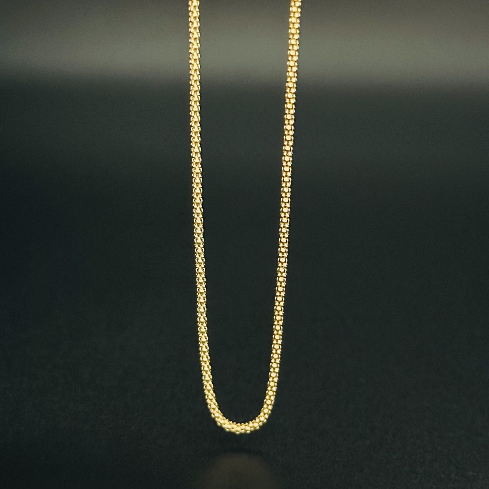 Solid 14K Gold Popcorn Chain 24” 1.5 mm 14KT Real Yellow Gold Popcorn ...