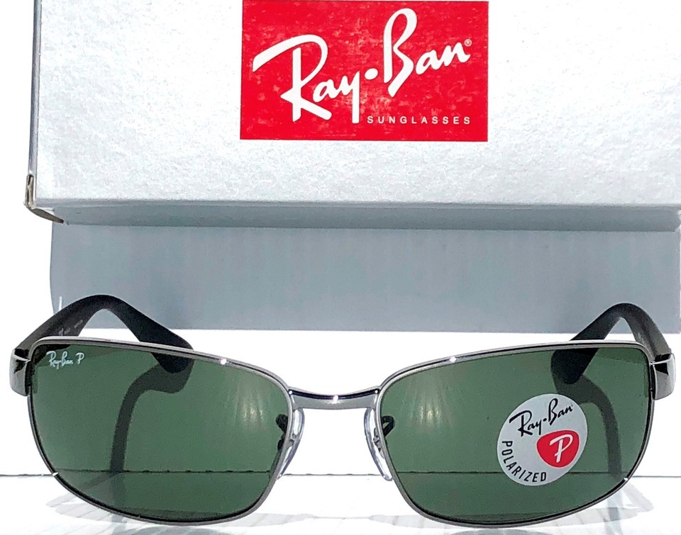 NEW* Ray Ban Gunmetal & Black w POLARIZED GREEN G15 Lens Sunglass ...