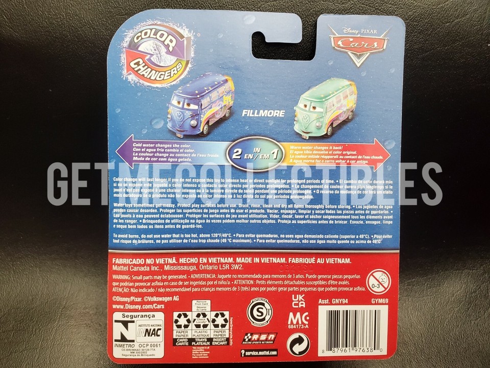 DISNEY PIXAR CARS COLOR CHANGERS FILLMORE BLUE GREEN SAVE 6% GMC ...