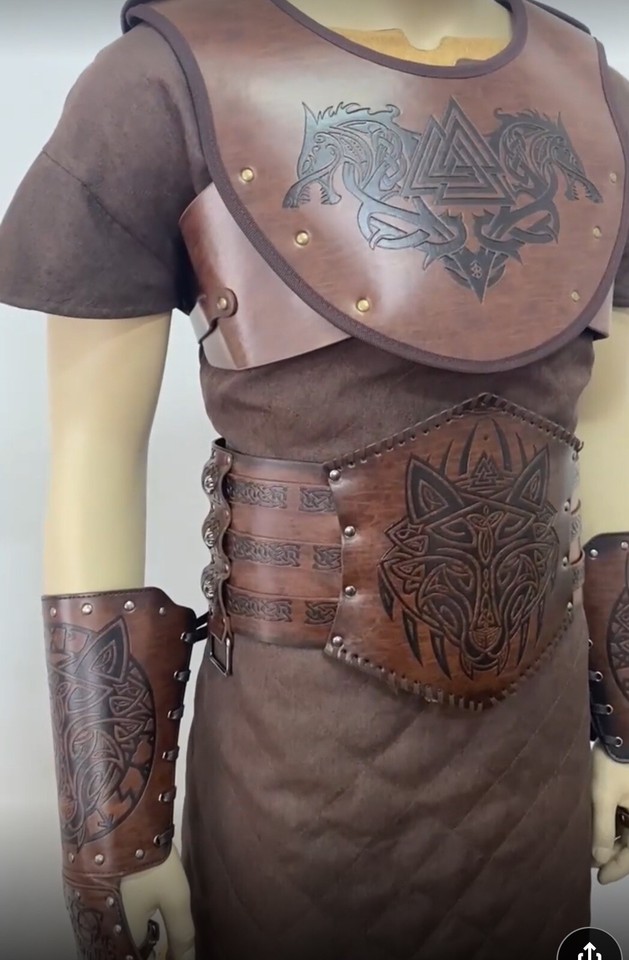 Brand New, Warrior Chest Armor w/ Viking Fenrir Brace, Warrior Set For ...
