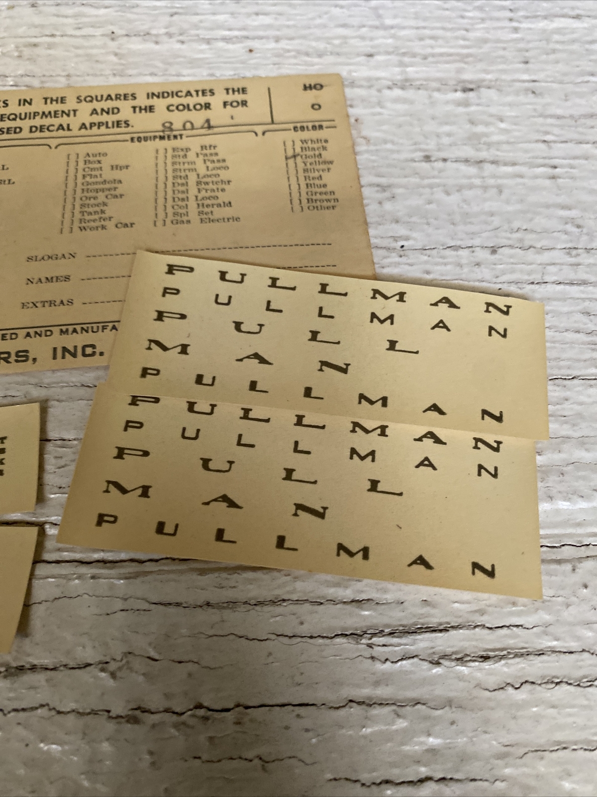Vintage Pullman decals HO 804 WM. K. Walters INC. Gold, Milwaukee, Wis ...