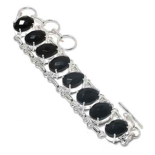 Black Spinel Gemstone Handmade 925 Sterling Silver Jewelry Bracelet ...
