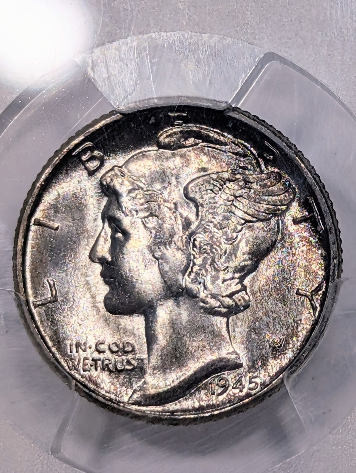 1945-P PCGS MS/67 Mercury Dime White With Splash Of Color Very Eye ...
