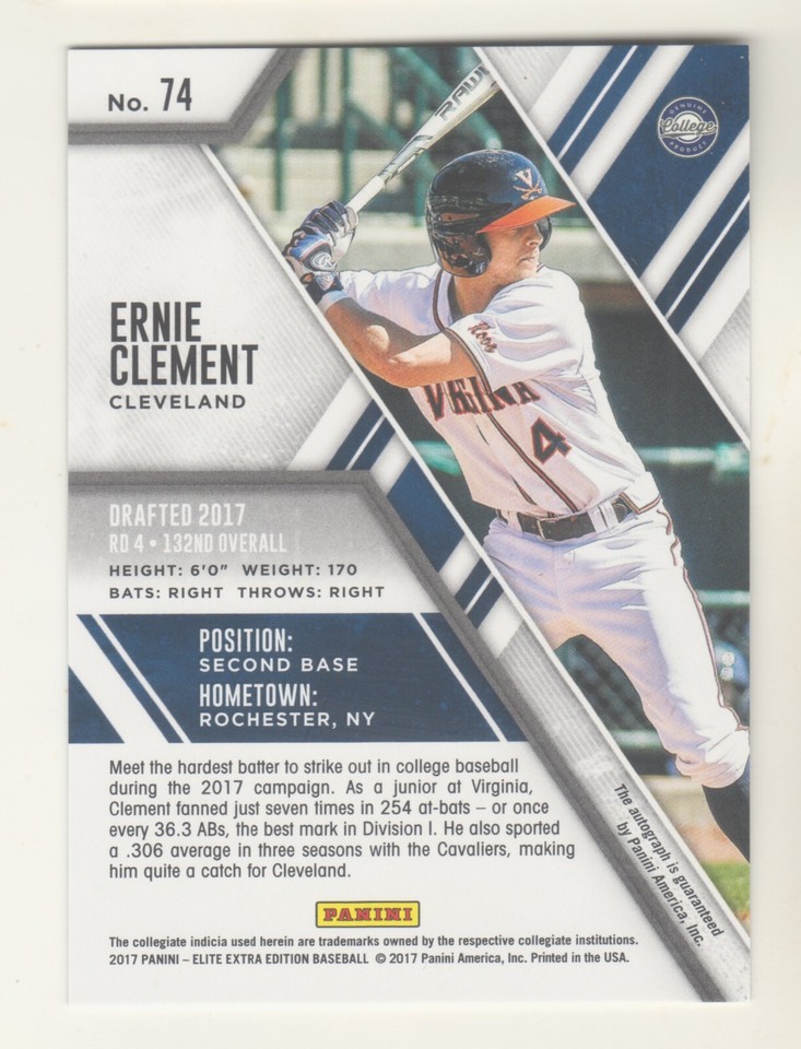2017 Panini Elite Extra Edition AUTOGRAPH ERNIE CLEMENT RC Rookie Blue ...