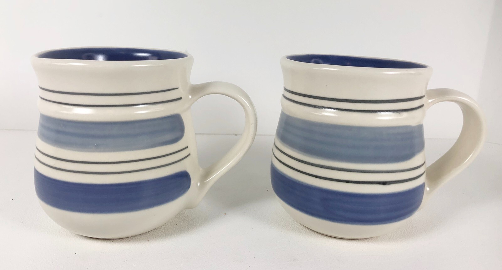 Pfaltzgraff Rio Stoneware Blue & White Stripe Bands Coffee Cup Mug 14oz ...