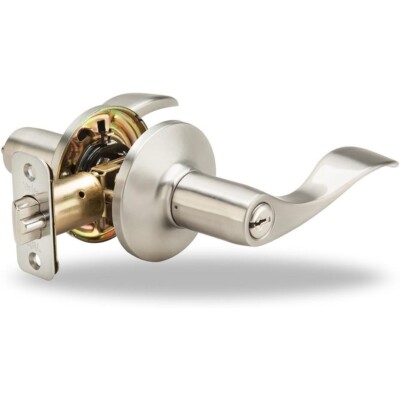 Yale Single Cylinder Lever Key Entry Lock Stain Nickel 71KW Keowee ...