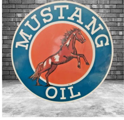 Mustang Oil Porcelain Enamel Heavy Metal Sign 30 Inches Double Side | eBay