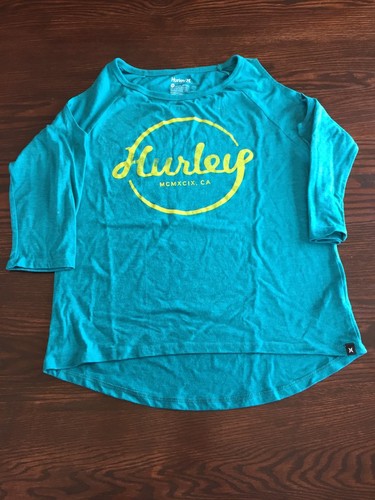 Hurley Womens Long Sleeve Cut out Top Shirt Tshirt Tee Medium M Green ...