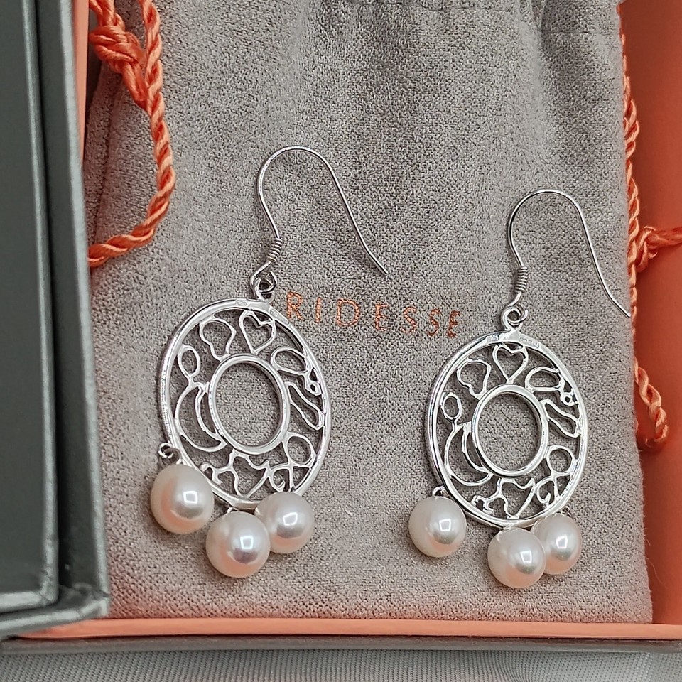 Tiffany & Co. Iridesse Pearl Circle Drop Silver Earrings with Box ...