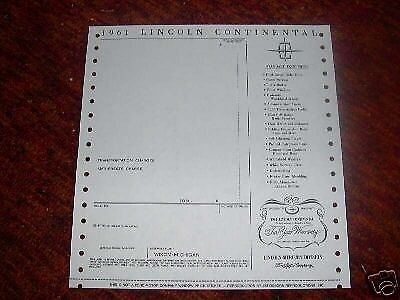 1961 LINCOLN CONTINENTAL WINDOW STICKER | eBay