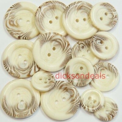 10 Aran Buttons 2 Hole Cream Colour with Light Brown Flecks 15, 19, 23 ...