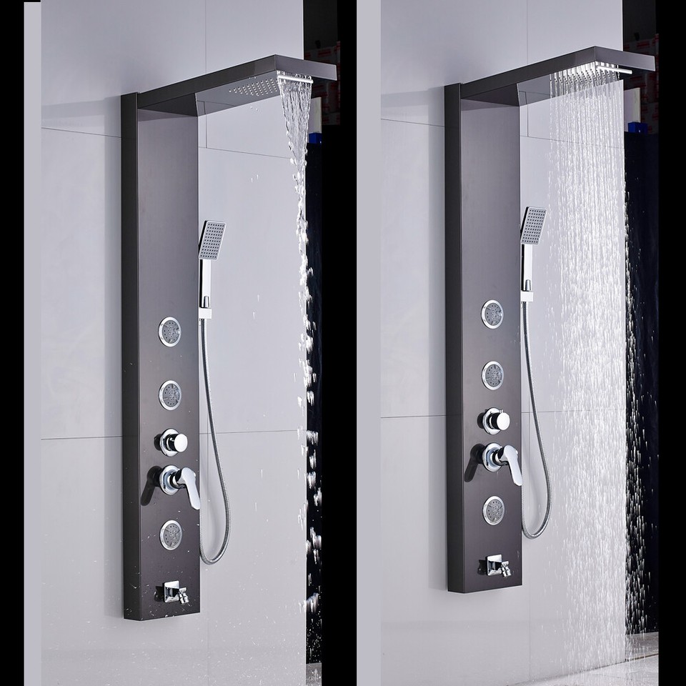 Stainless Steel Shower Panel Tower System Rain&Waterfall Massage Jet ...