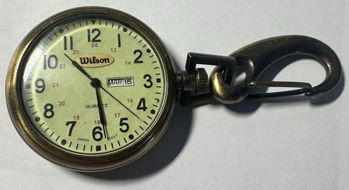 Classic Wilson Quartz Pocket Watch Date Mo/Day with Clip! | eBay