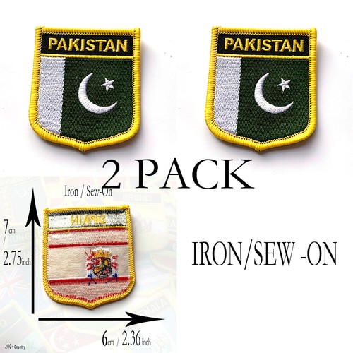 x2 Pack FLAG PATCH PATCHES pakistan IRON ON COUNTRY EMBROIDERED WORLD ...