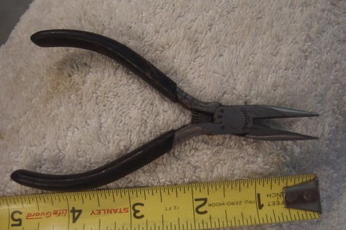 4 3/4" CRAFTSMAN 4518 spring loaded LONg NEEDLE NOSE PLIERS CUTTER tool ...