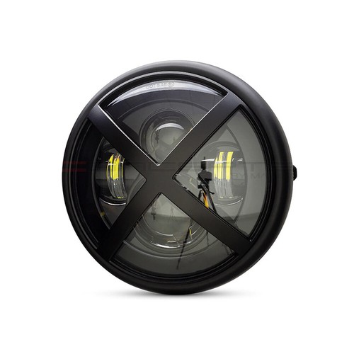 Custom Classic Motorcycle 7.7" Black LED Metal Projector Headlight X ...