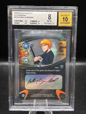 BGS 8/Auto 10 - Bleach 2008 Autograph Card - Ichigo Kurosaki - 135/235 ...