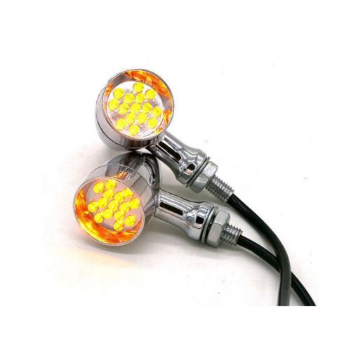 2x Chrome Motorcycle LED Turn Signal indicator Light Harley cafe racer ...