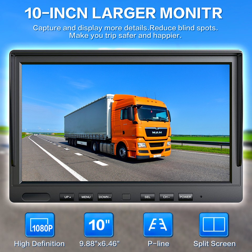 Digital Wireless Dash Cam Rear View DVR Split Screen For Truck Semi RV ...