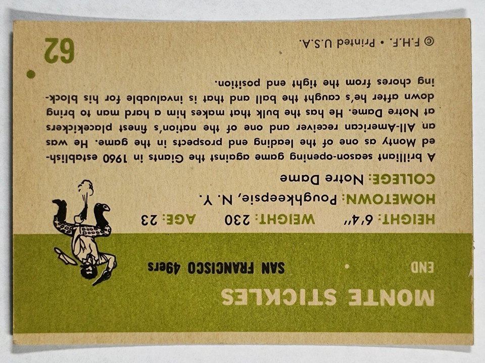 1961 Fleer #62 Monty Stickles RC (EX) | eBay