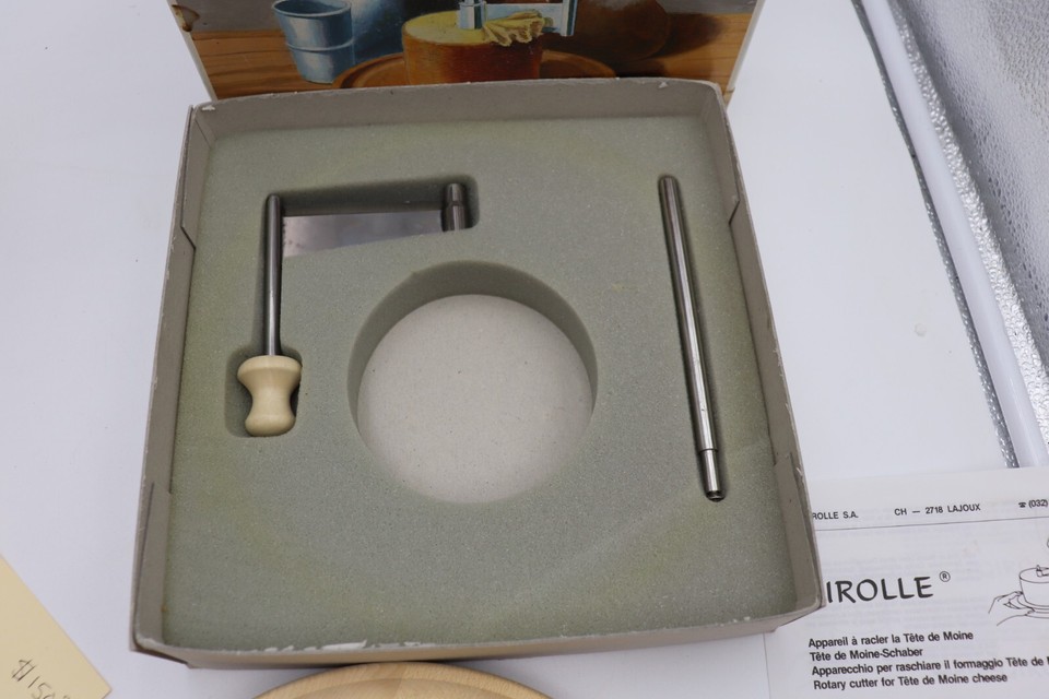 Girolle Rotary Cheese Shaver Cutter Switzerland Wood Tete de Moine NEW ...