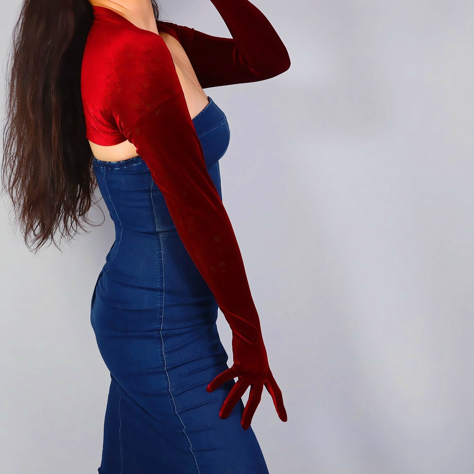 VELVET BOLERO GLOVES Black Top Jacket Cropped Shrug Sun Block UV ...