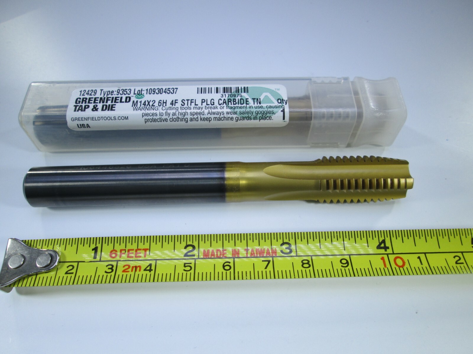 GREENFIELD SOLID CARBIDE M14 X 2 6H 4F STFL PLG THREAD MILL FORMING TAP ...
