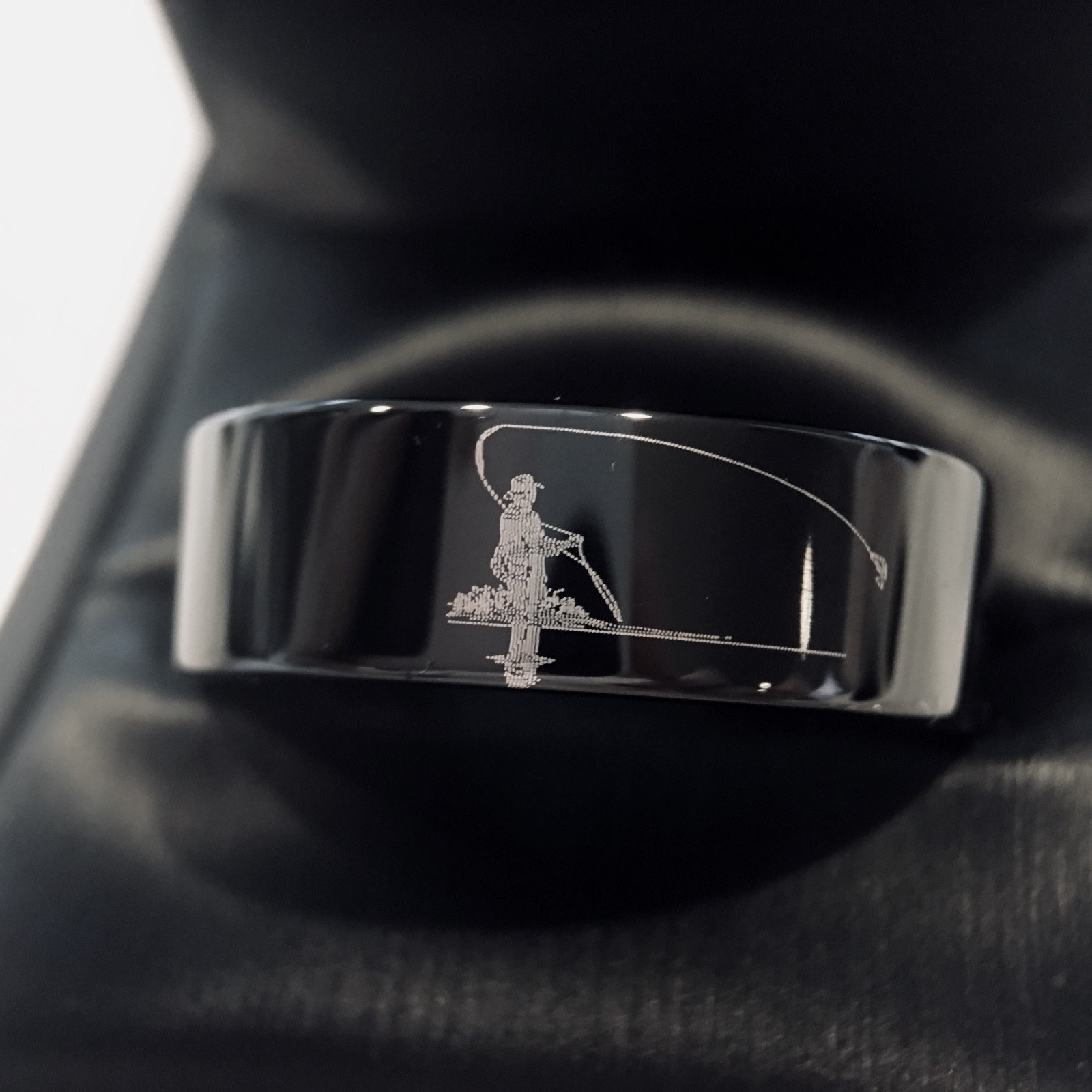 Men Tungsten Ring, Fly Fishing Fishermen Fish Ring, Hunting Wedding ...