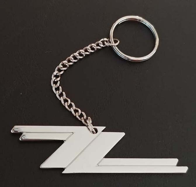 ZZ TOP KEY RING CHAIN LLAVERO PORTE CLES SILVER CHROME LONG KEYCHAIN ...