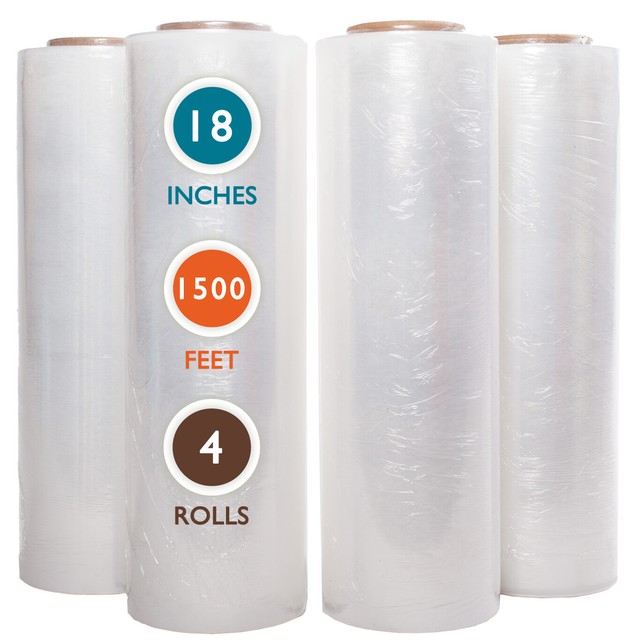 18x1500 Stretch Wrap 55 Gauge Strong Cast Stretch Film 4 Rolls for sale ...