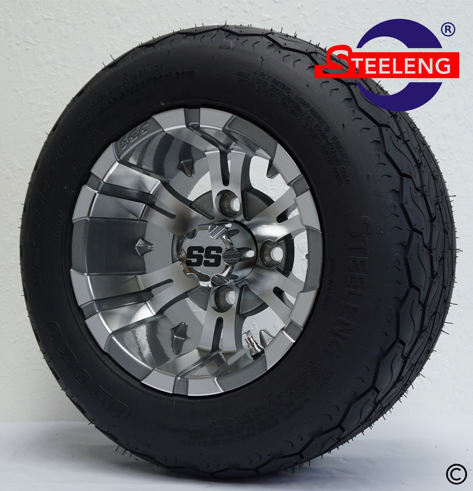 GOLF CART 10" GUNMETAL VAMPIRE WHEELS and GECKO 18"(205/50-10) LOW ...