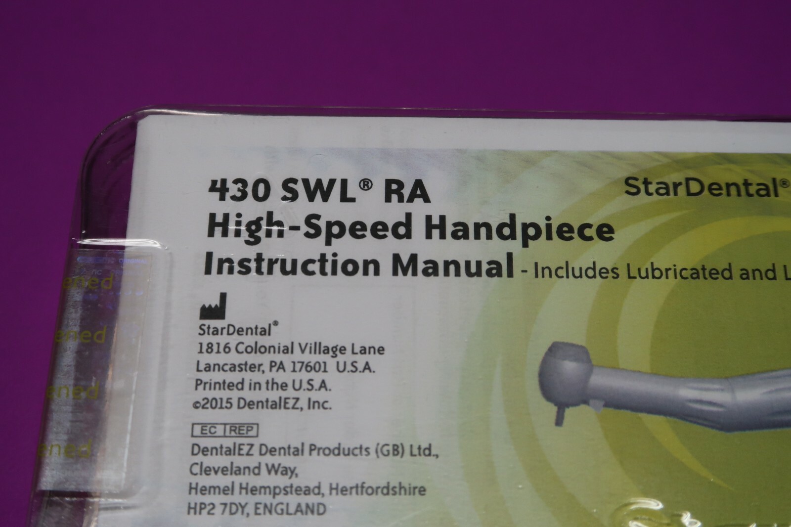 STAR 430 SWL RA ADEC COUPLER FIBER OPTIC DENTAL HANDPIECE & 60 DAY ...