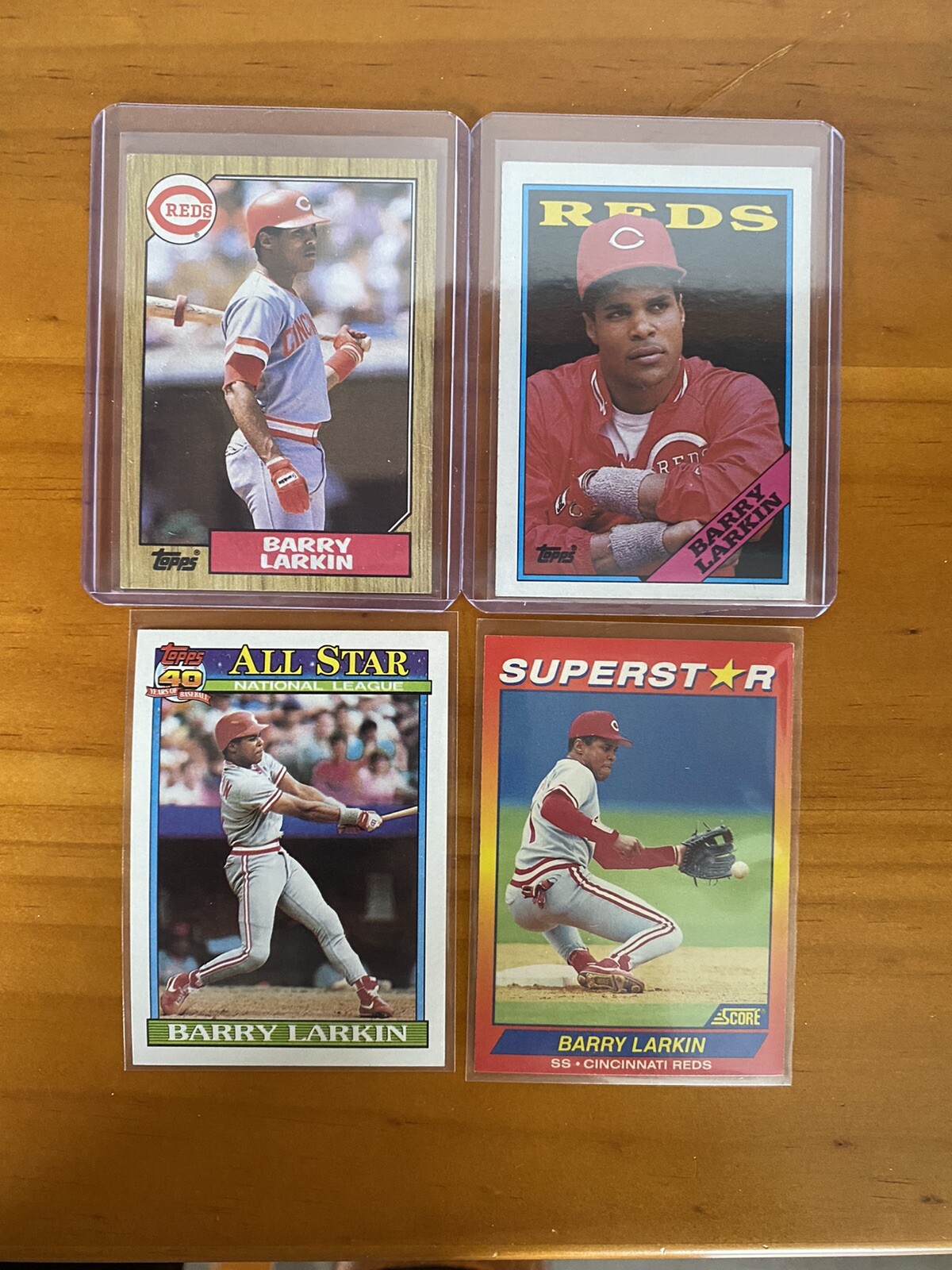 Barry Larkin Rookie Card 1987 Topps 648 1988 Topps 102 Cincinnati Reds ...