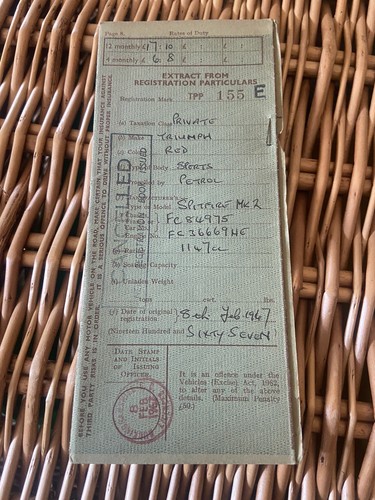 RF 60 LOG BOOK FOR TRIUMPH SPITFIRE MK2 1967 - VINTAGE AUTOMOBILIA | eBay