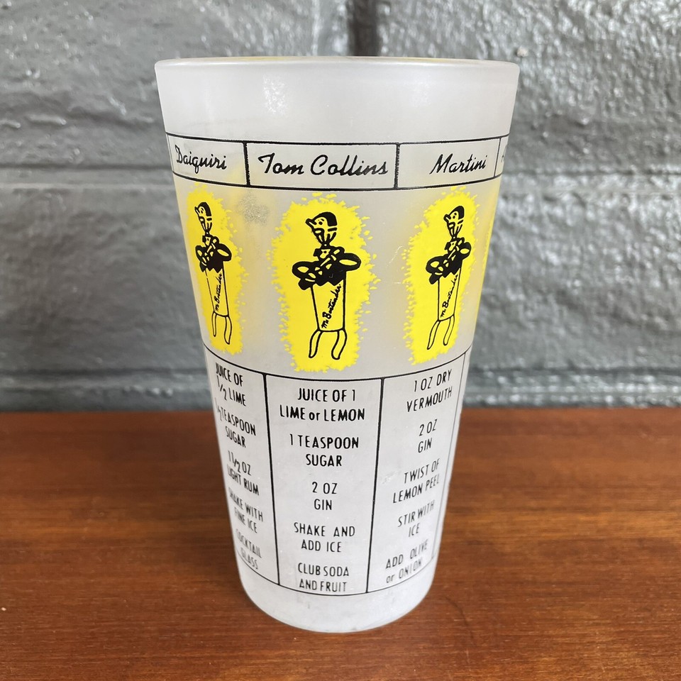 Mr. Bartender Federal Glass Cocktail Mixed Drink Recipe Frosted Shaker ...