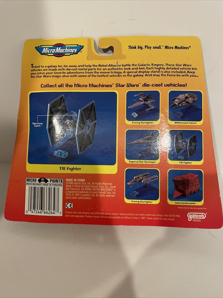 1996 GALOOB MICRO MACHINES STAR WARS DIE-CAST METAL TIE FIGHTER 66260 ...