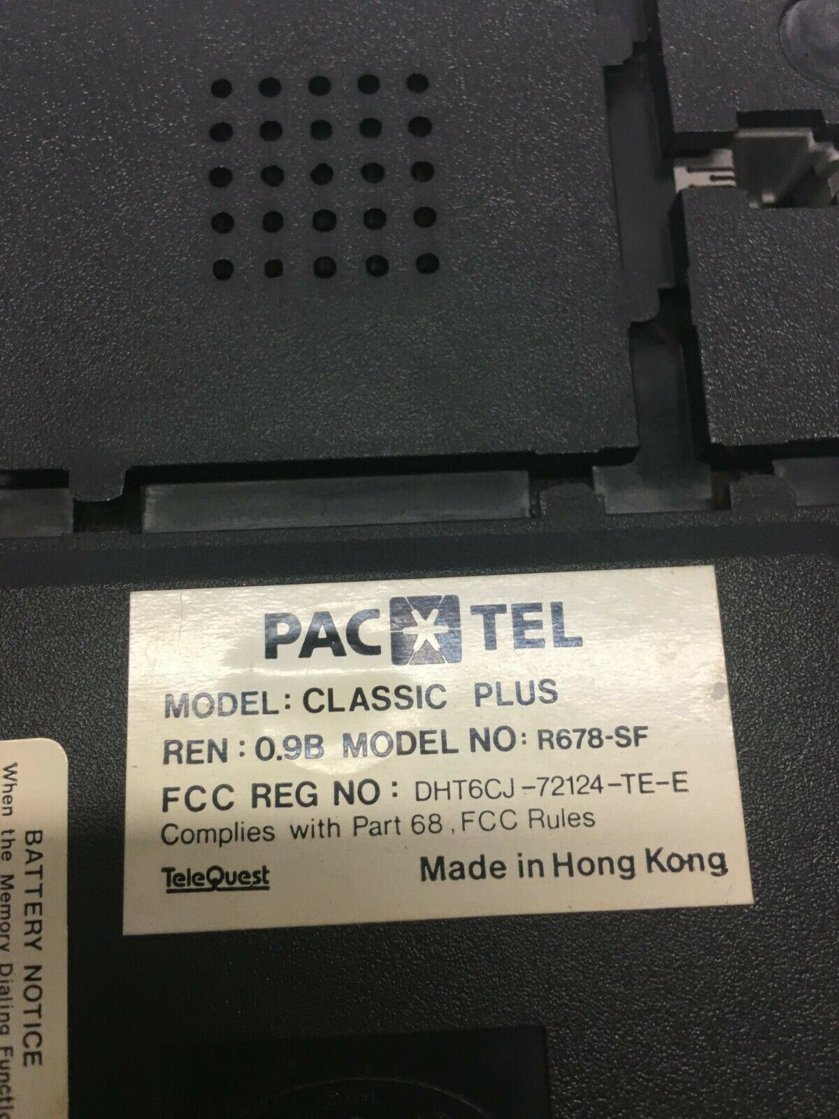 Vintage pac tel Wall Classic Plus Telephone Black Model R678-SF with ...