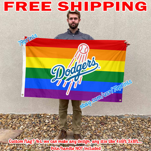 Deluxe Los Angeles Dodgers Team LGBT Flag Rainbow Pride Lesbian Banner ...